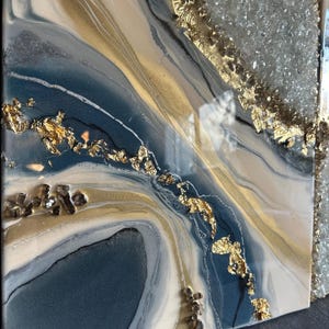 2 Piece Blue Geode / Blue Geode / Blue Geode Painting / Resin Geode ...