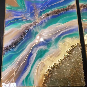 Ocean Geode Two Piece (16x20(2)) / Resin Painting/ Ocean Painting ...
