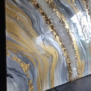 Silver Gold Crystal Painting Wall Artwork 24x36 Inch . Home Decor ...