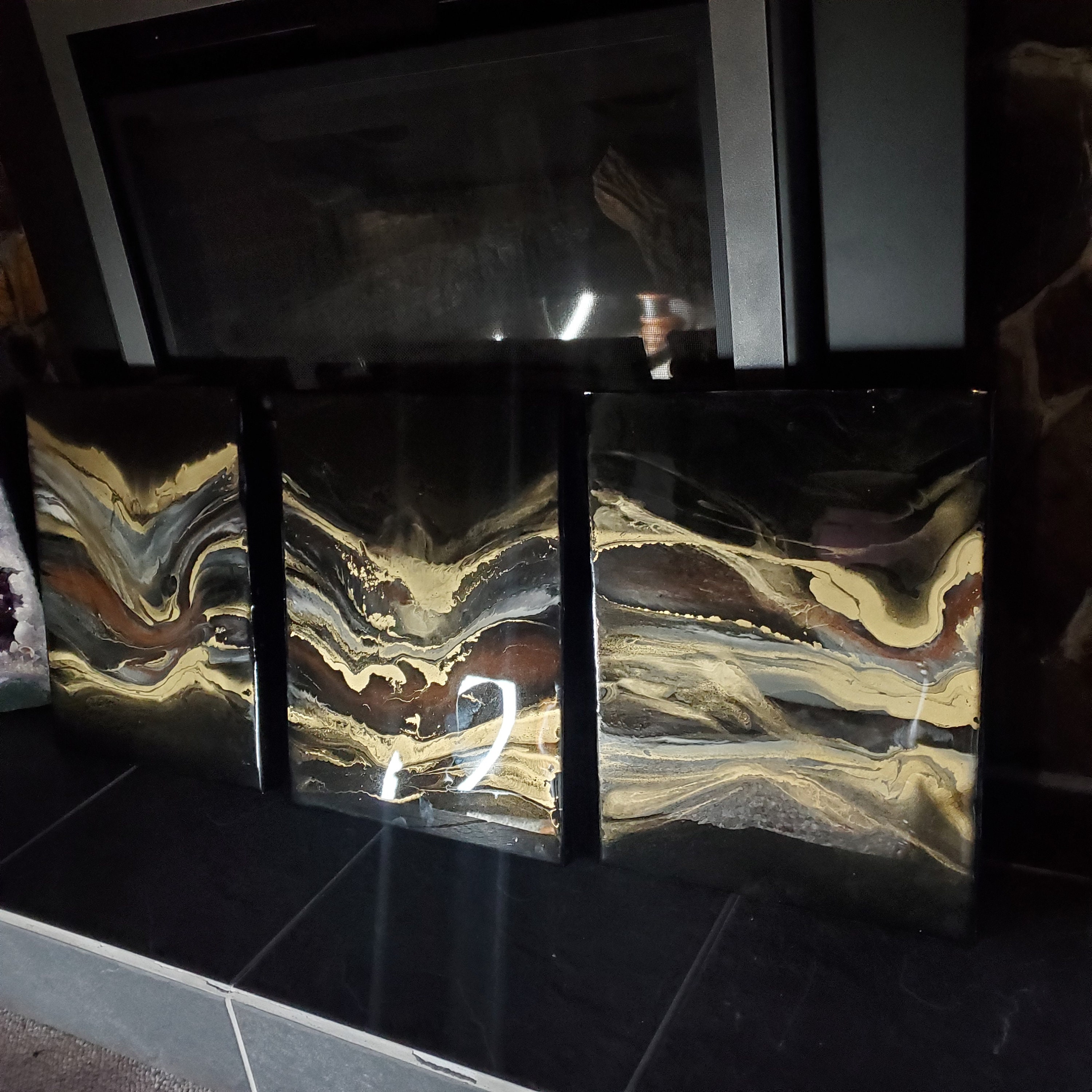 Black Wall Art / Black Decor / Black Painting / Resin Black - Etsy