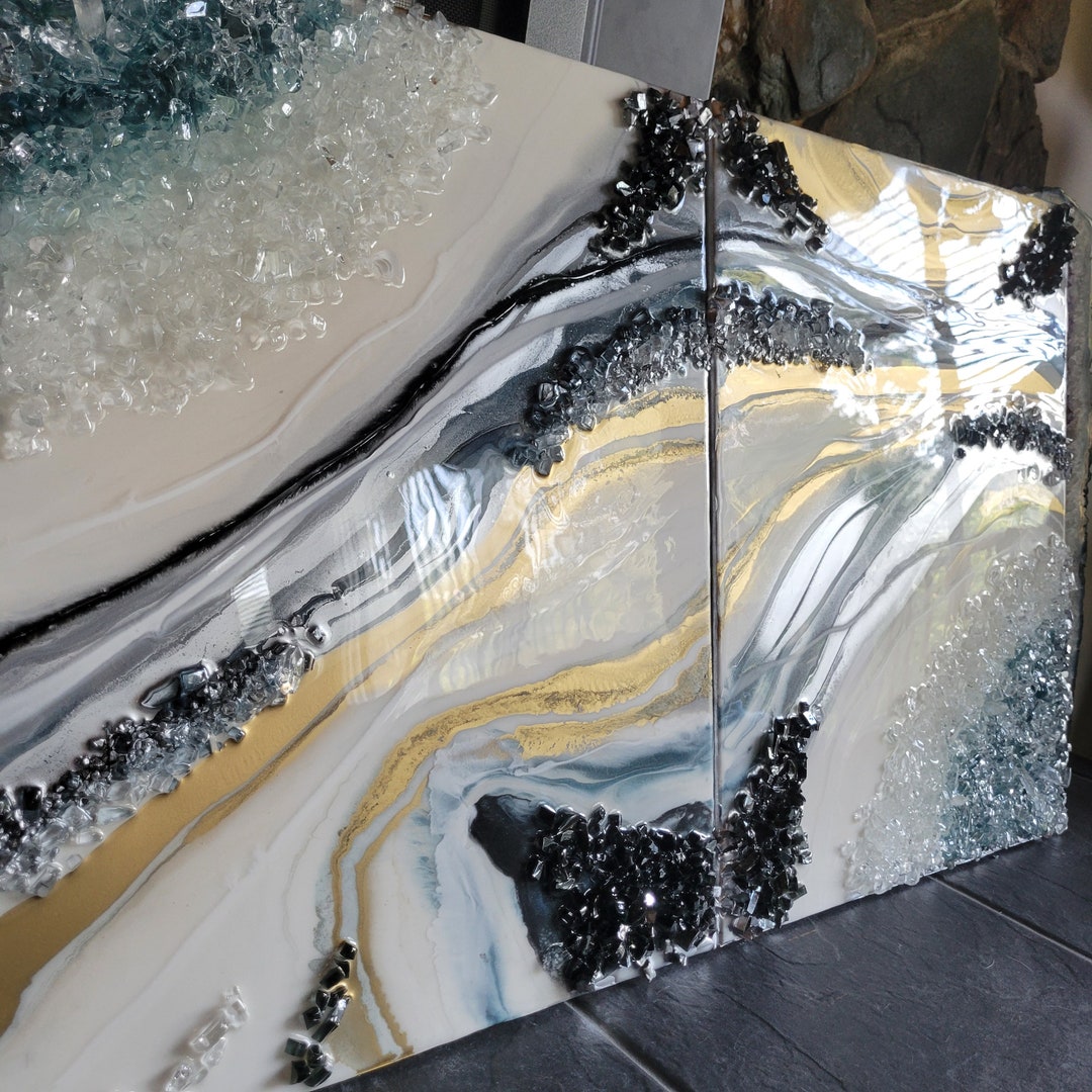 Abstract Geode Wall Art Original Painting 20x32 Inch! Modern Rock ...