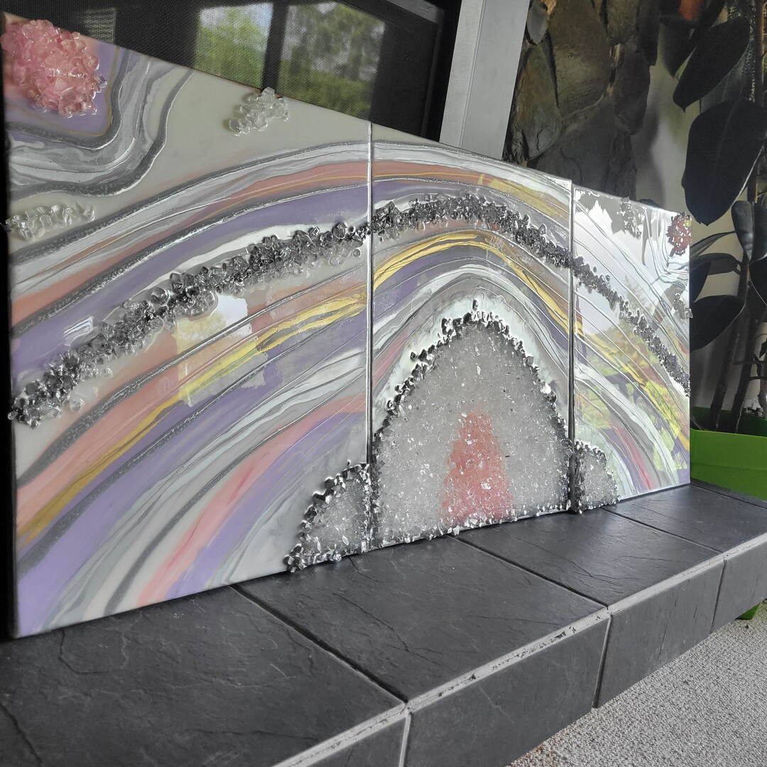 Lavender and Soft Pink Geode Painting / Gold Geode / Resin Painting ...