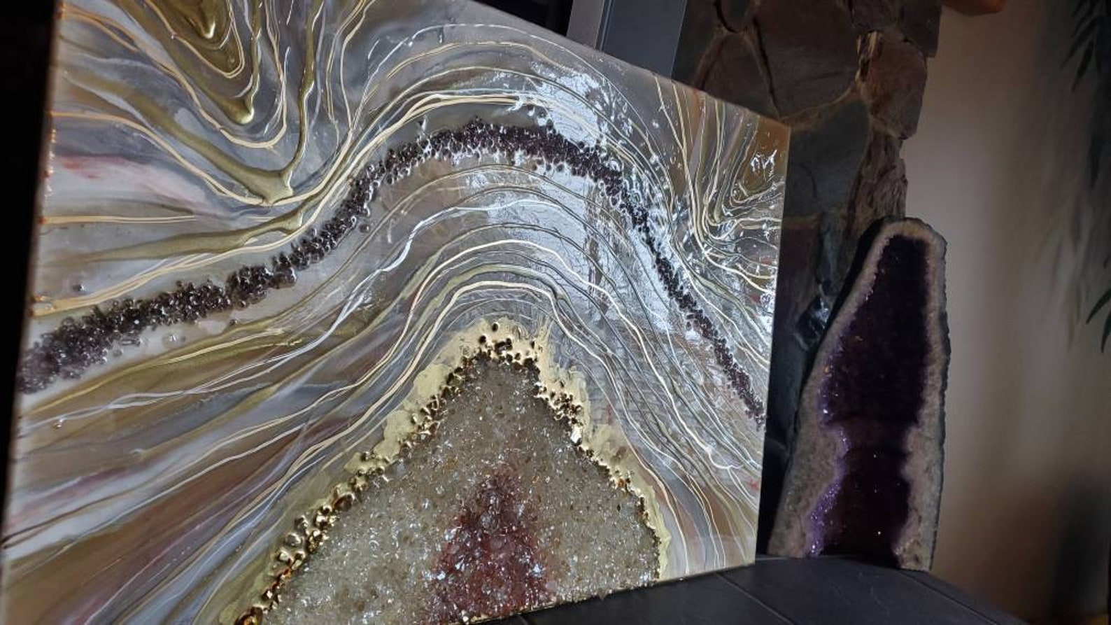 Gold geode / geode / painting / resin geode / resin painting / | Etsy