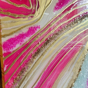 Large Fuschia Pink Geode Resin Art With Gold Sparkle (36x72) - Etsy