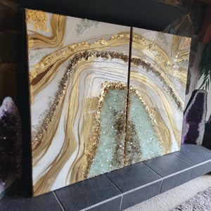 Large Resin Epoxy Geode Wall Decor / Wall Artwork / Resin Geode/ Gold ...
