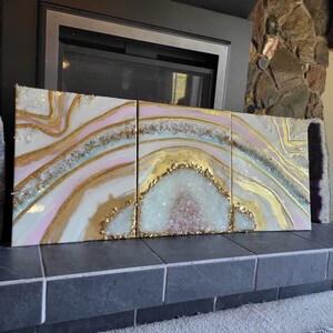 20x48 Blush Pink Geode Epoxy Artwork / Wall Art / Blush Pink / Gold ...