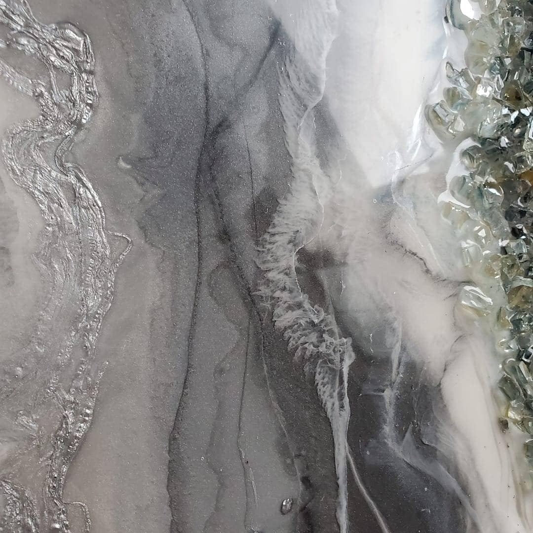 Silver Resin Art Grey Geode Resin Painting Resin Art - Etsy Australia
