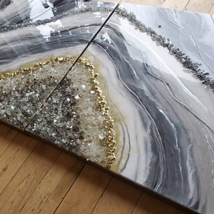 Silver Geode | Gray Geode | Geode | Large Geode | Art | Painting ...