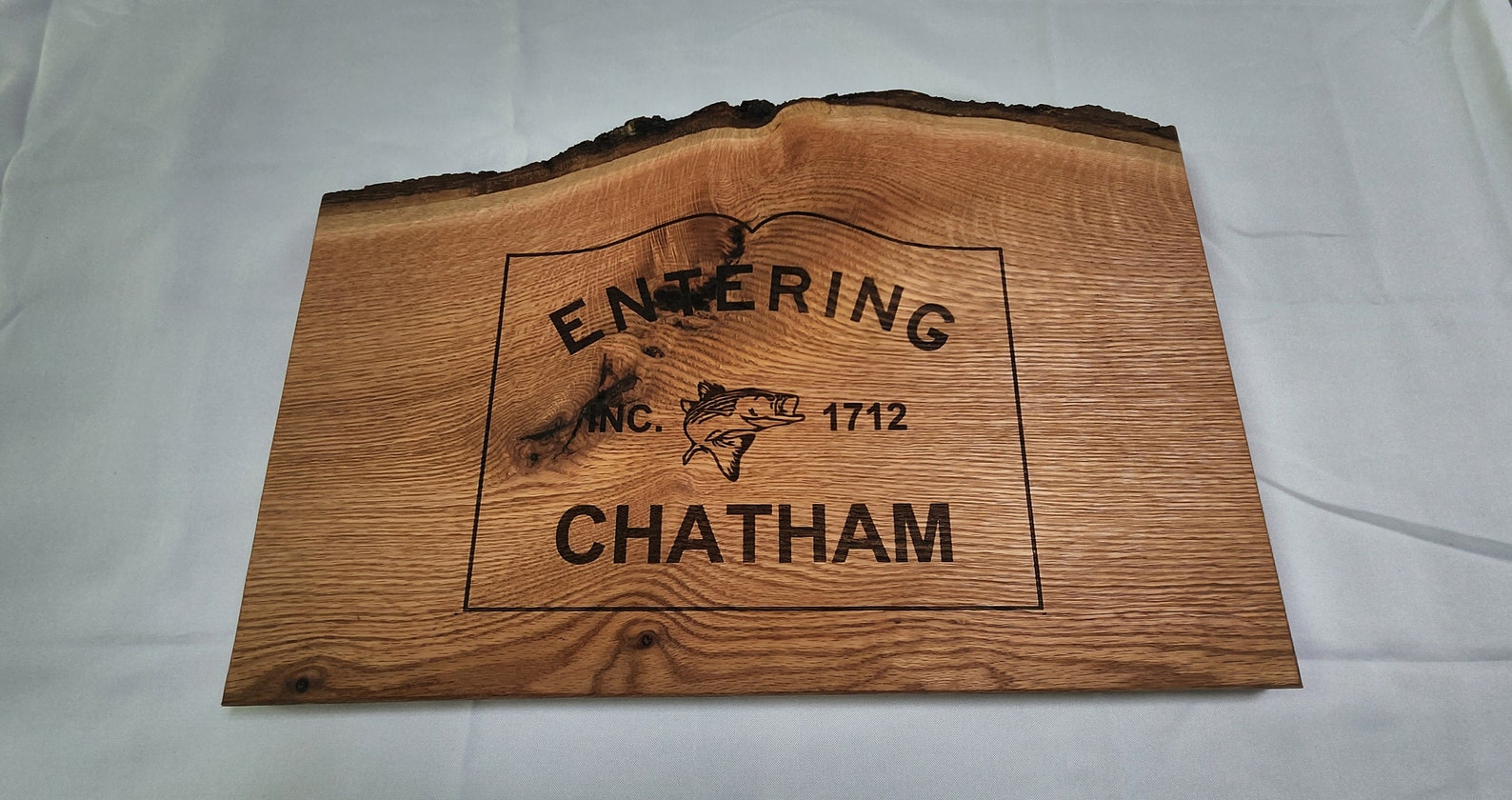 Entering Chatham Massachusetts Live Edge Oak Sign, Striped Bass - Etsy