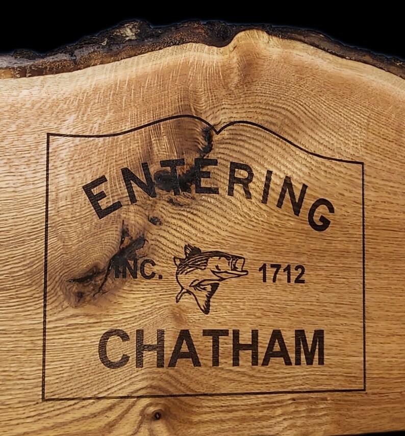 Entering Chatham Massachusetts Live Edge Oak Sign, Striped Bass - Etsy
