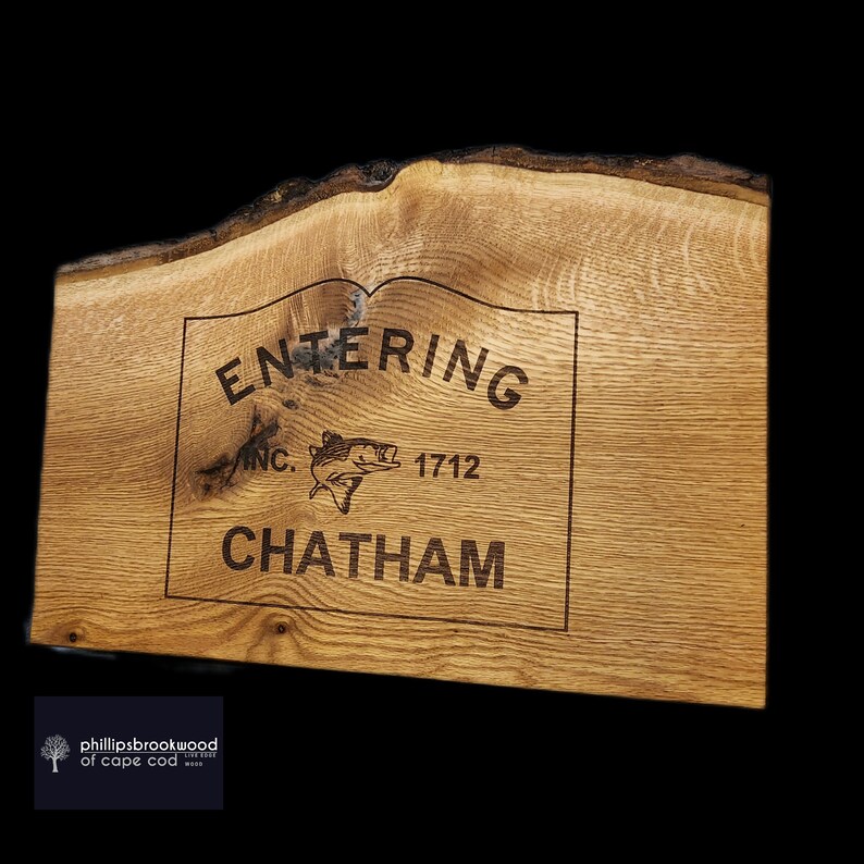 Entering Chatham Massachusetts Live Edge Oak Sign, Striped Bass - Etsy