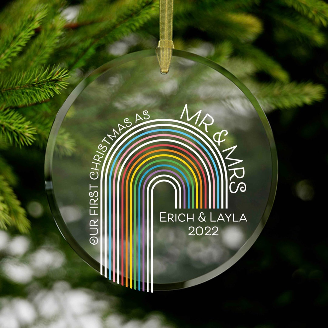 LGBTQ 1st Christmas Mr & Mrs Rainbow Pride Transgender Ornament, Queer ...