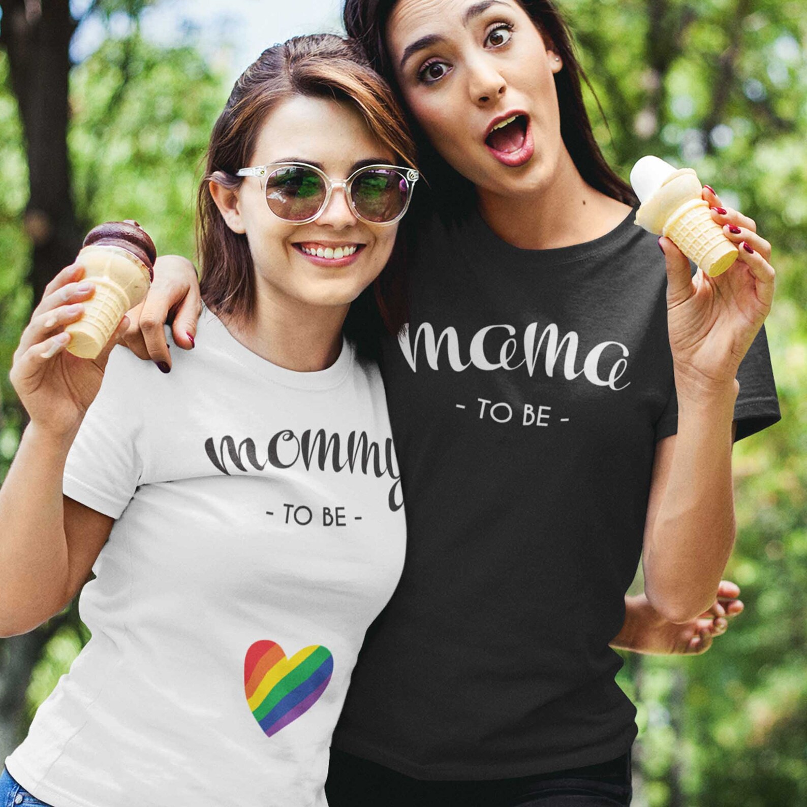 LGBTQ Lesbian Baby Pregnancy Announcement Shirt, Two Lesbian Mom Baby ...