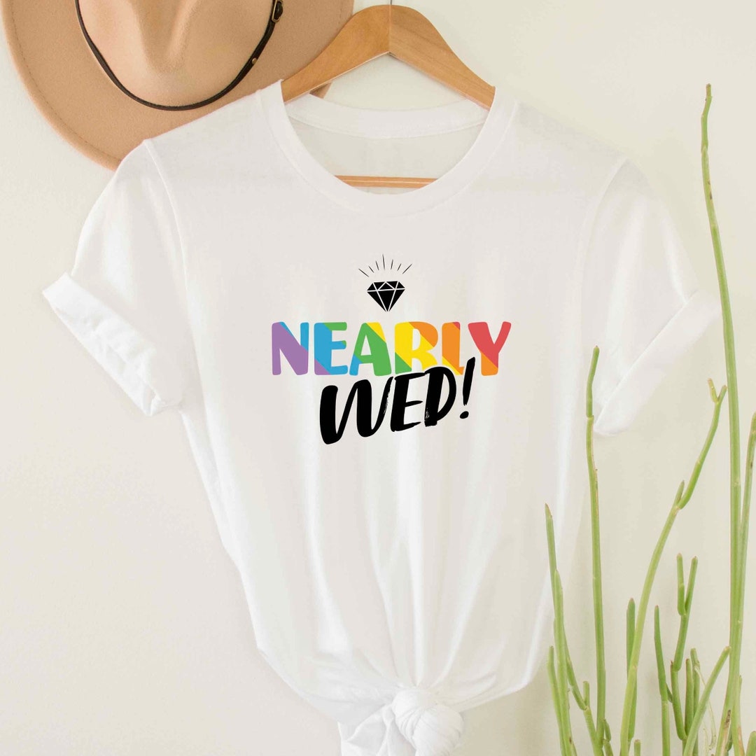 Nearly Wed Gender Neutral Wedding Shirt, Nonbinary Engagement, Enby ...