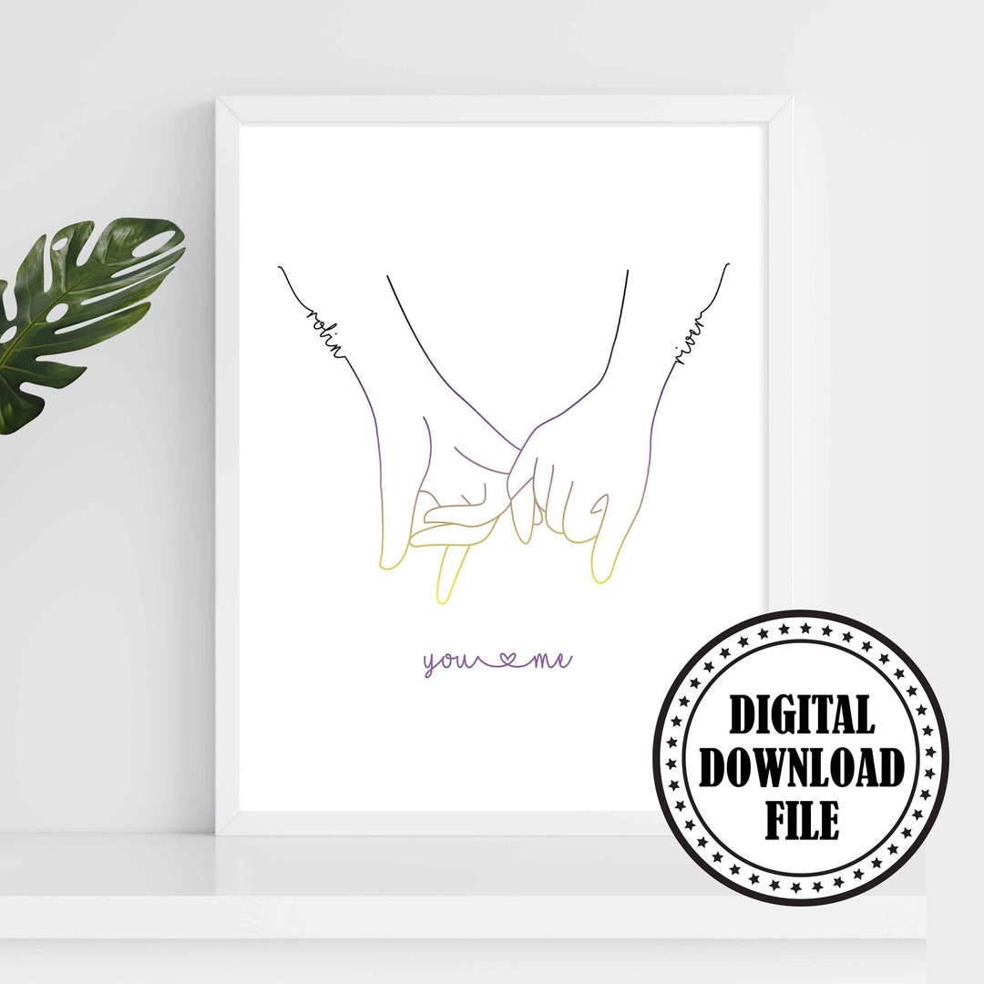 LGBTQ Nonbinary Hands Art Custom Name Digital File Pride Month Print ...