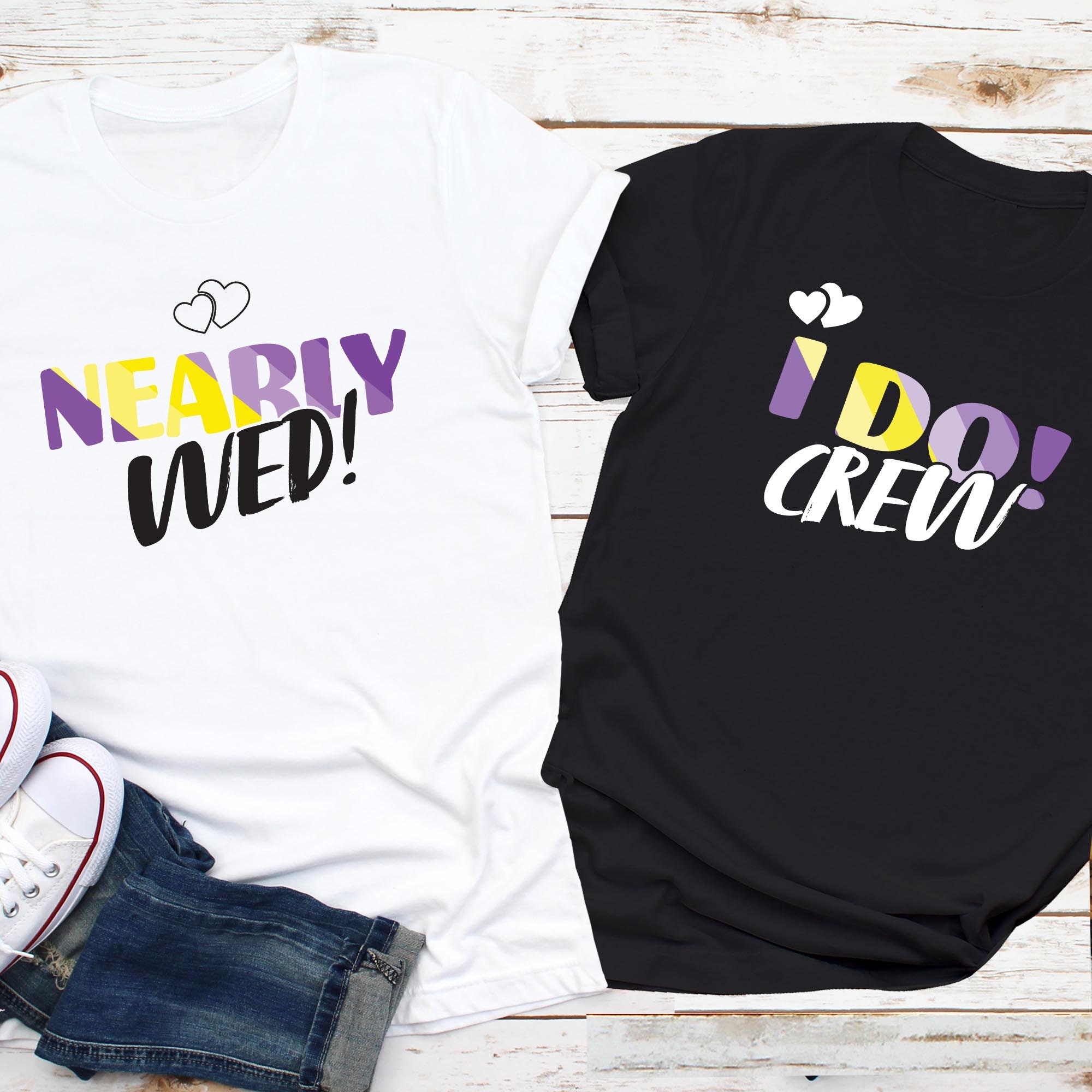 Nearly Wed & I Do Crew Gender Neutral Wedding Shirt, Nonbinary Wedding ...
