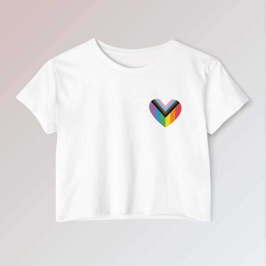LGBTQ Progress Pride Flag Pocket Crop Top, Rainbow Ally Support Crop ...