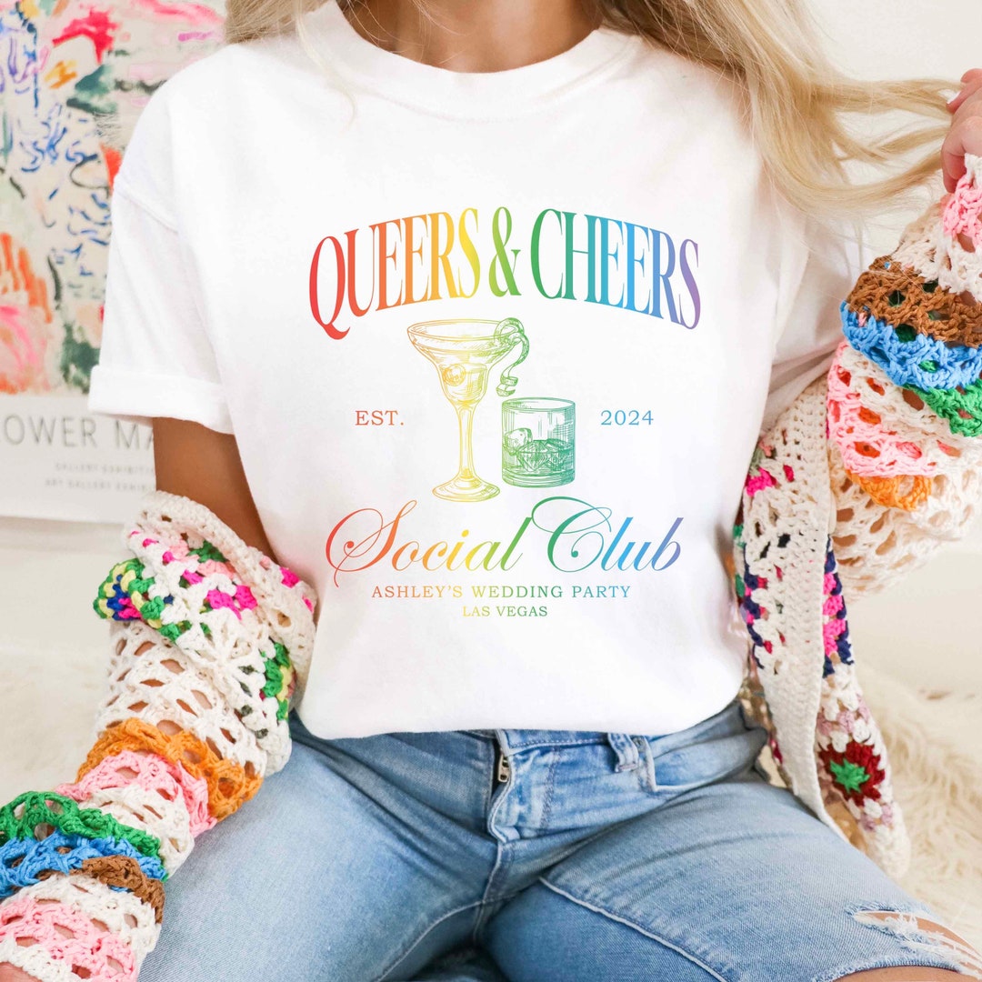 Queers & Cheers Social Club Gay Bachelorette Party T-shirt, Lesbian ...