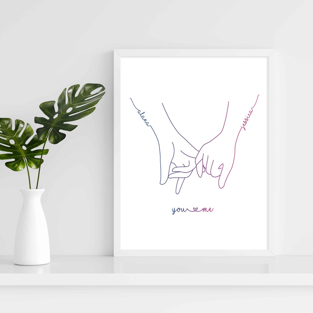 Bisexual Hands Custom Name Flag Color Poster, Bisexual Wedding Gift, Bi ...