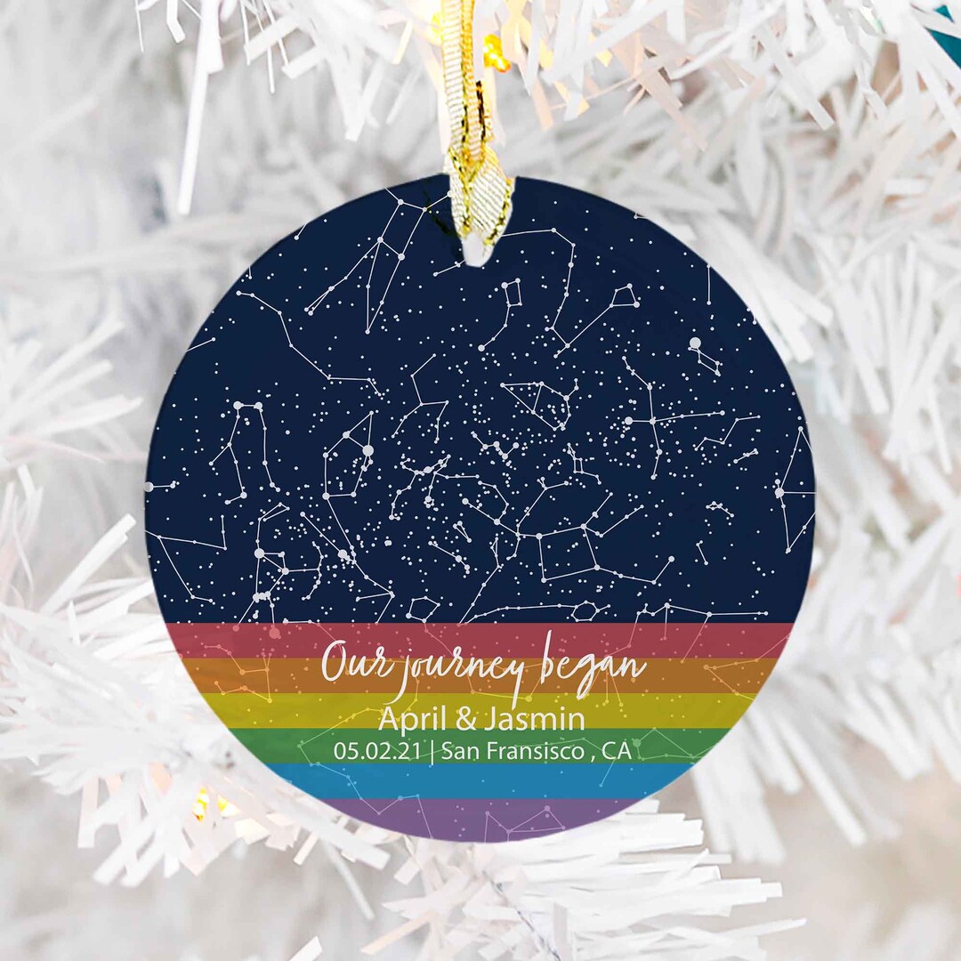 LGBTQ Custom Star Map by Date Pride Rainbow Ornament, Gay Couple Gift ...
