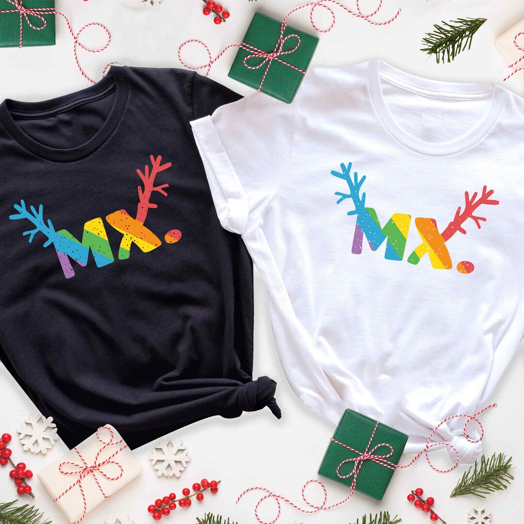 Mx & Mx Gender Neutral Honorific Rainbow Nonbinary Christmas Shirt ...