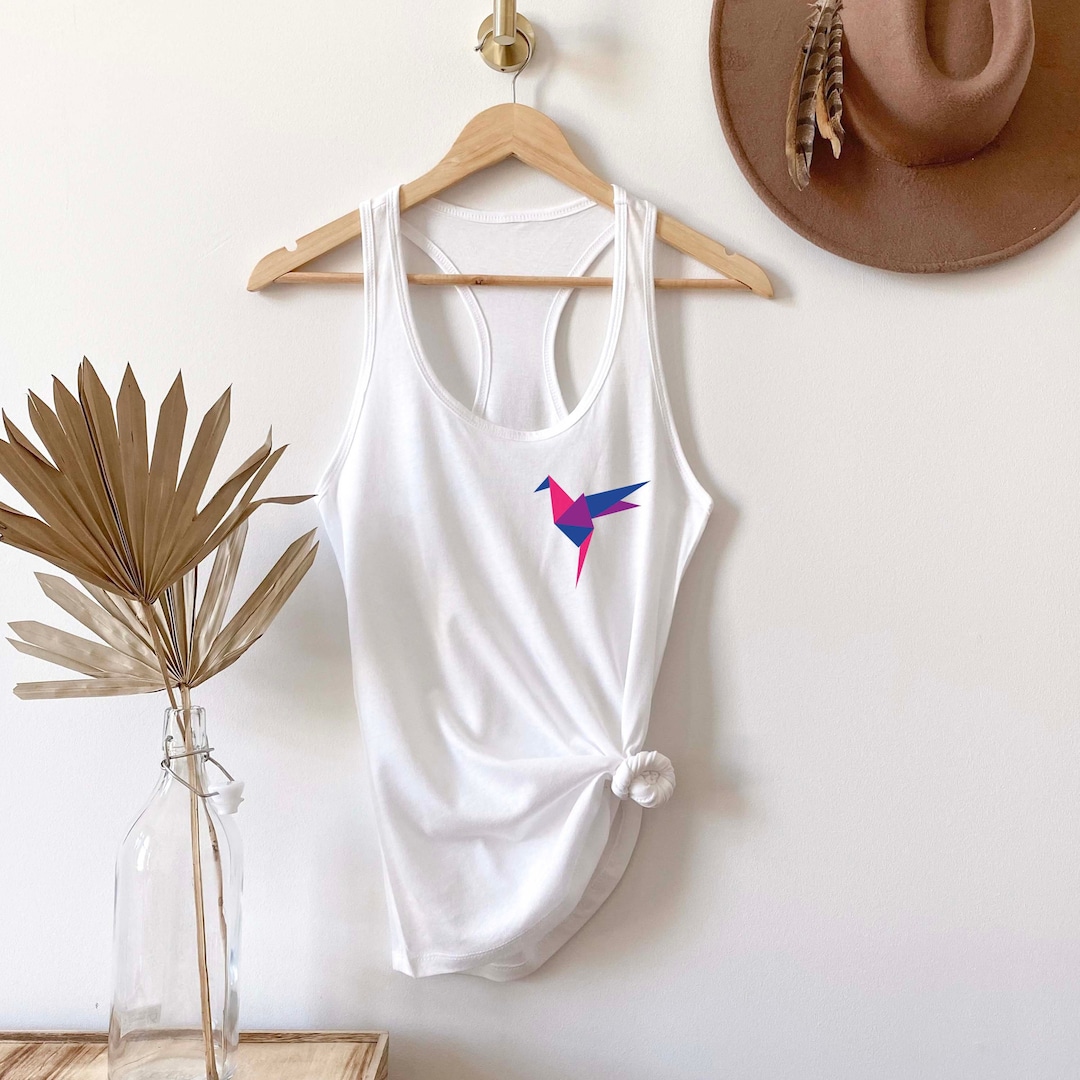 Bisexual Origami Bird LGBTQ Tank Top, Bisexual Tank Top, Queer Bisexual ...