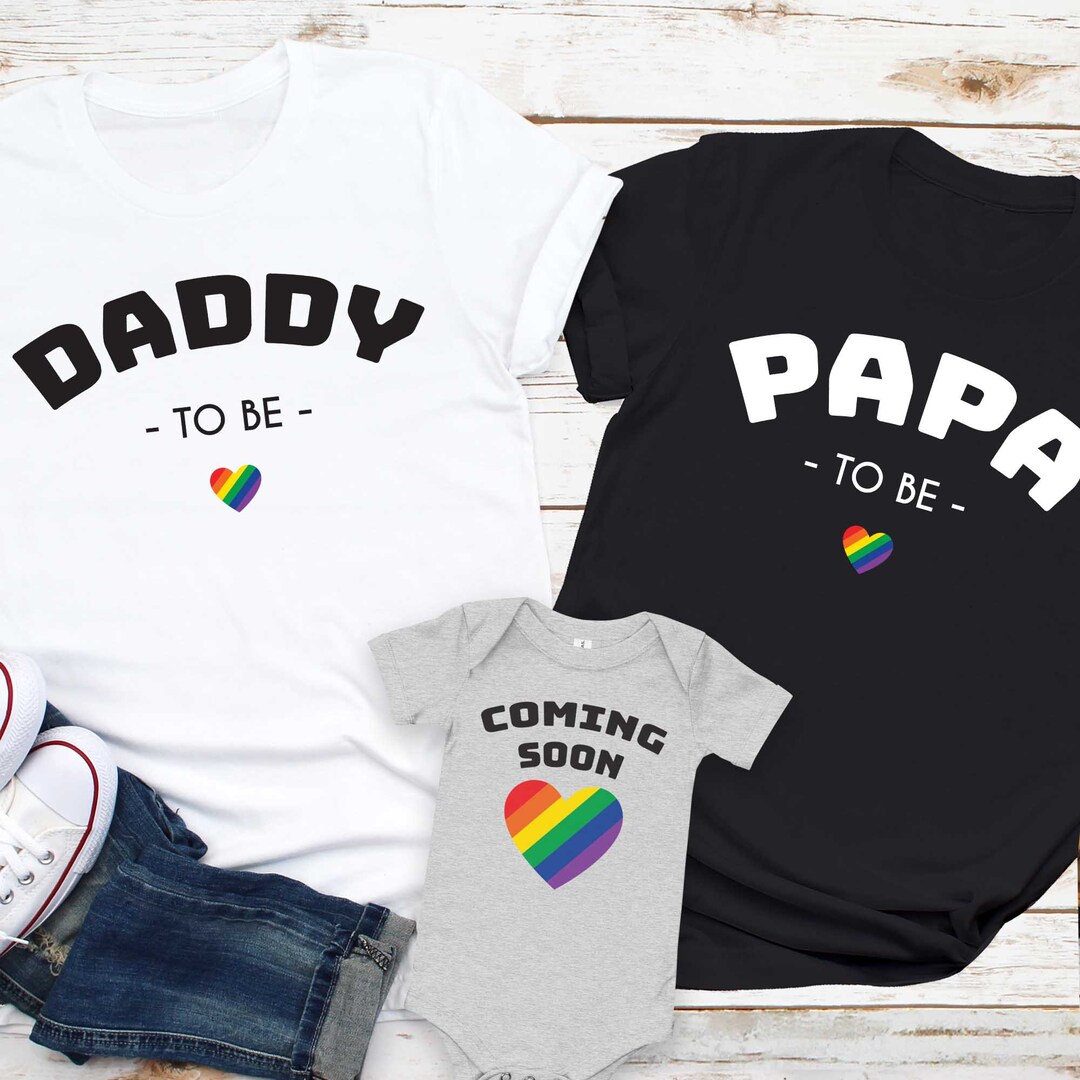 LGBTQ Pregnancy Announcement Two Gay Dads Matching Shirt, Gay Fathers ...