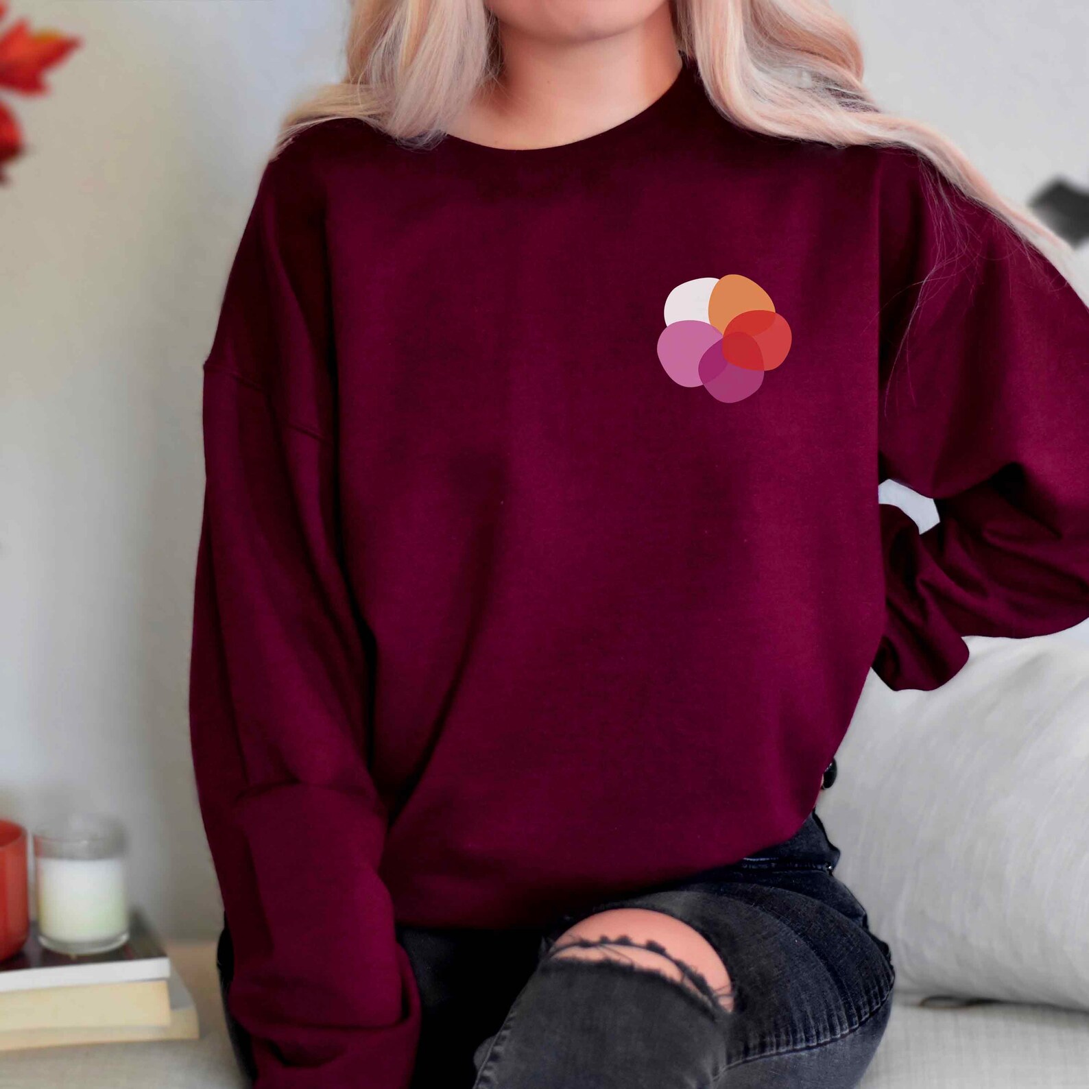 Lesbian Flag Flower Pride Sweater, Lesbian Pride Sweater, Subtle ...