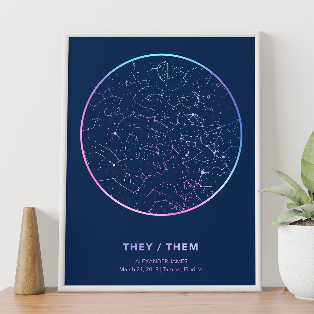 Custom by Date Transgender Flag Star Map Poster, Subtle Trans Pride ...