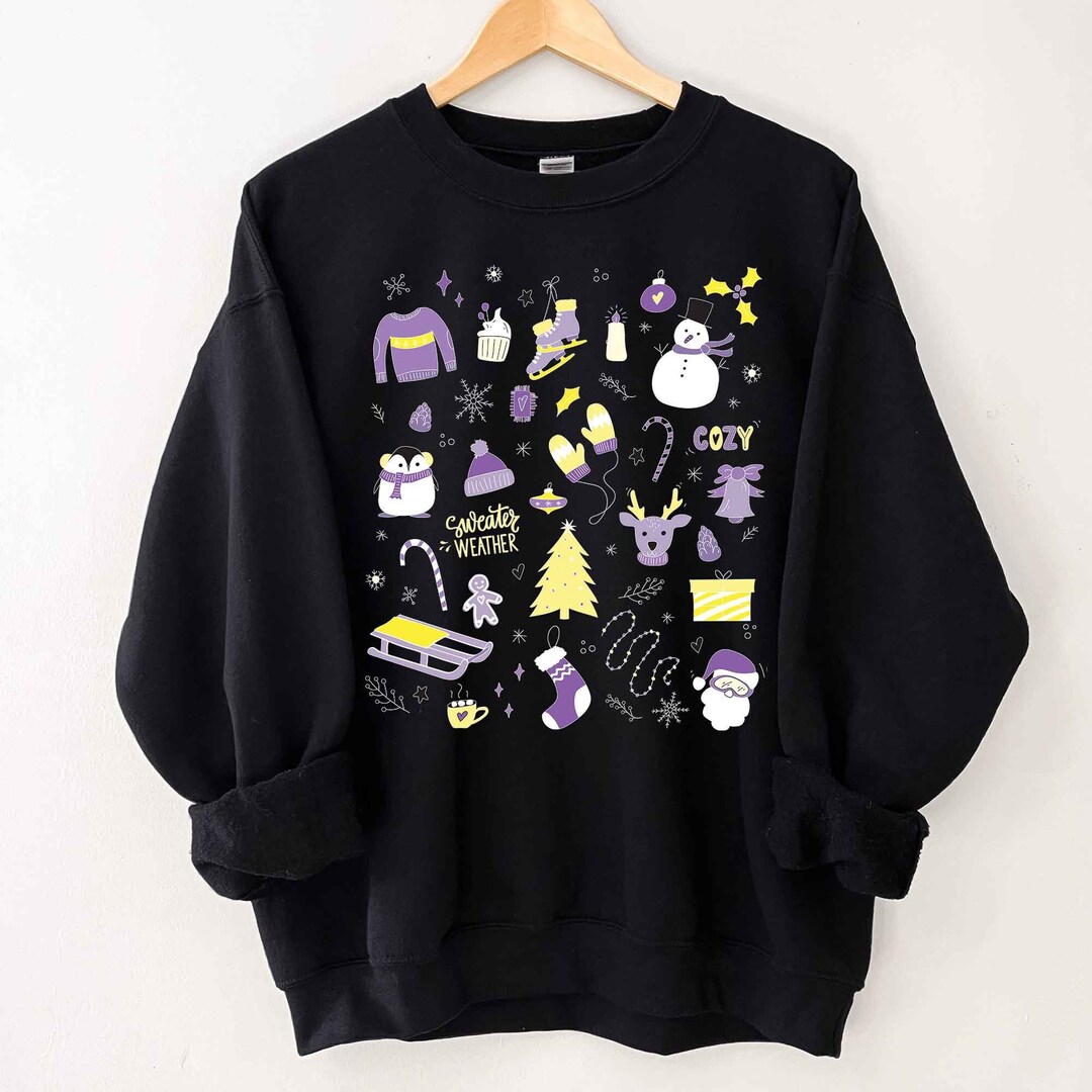 Nonbinary Christmas Icons Sweatshirt Subtle Enby Flag Pride Holiday