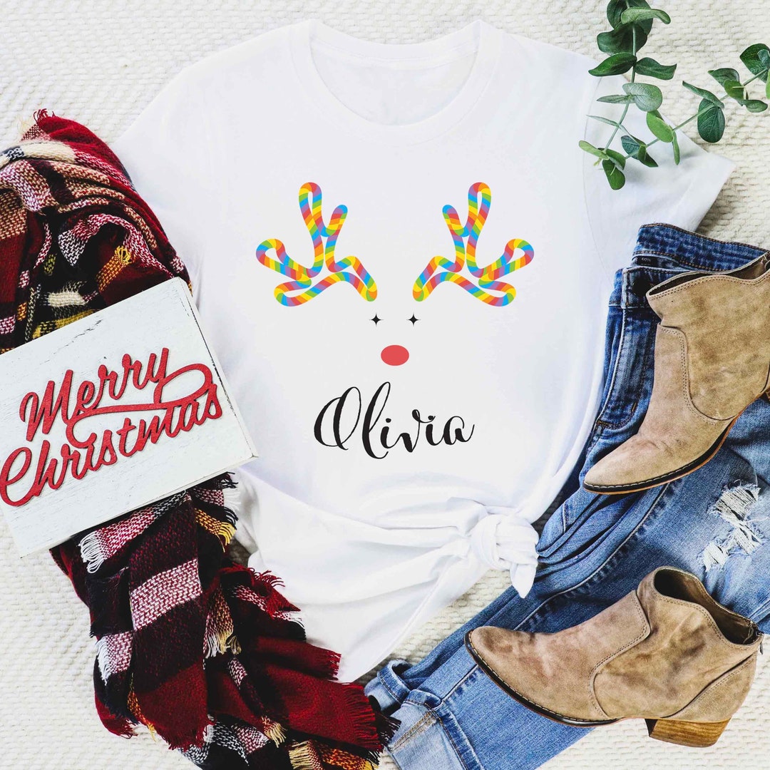 Rainbow Pride Christmas Reindeer Shirt, Lesbian Xmas Shirt, Gay ...
