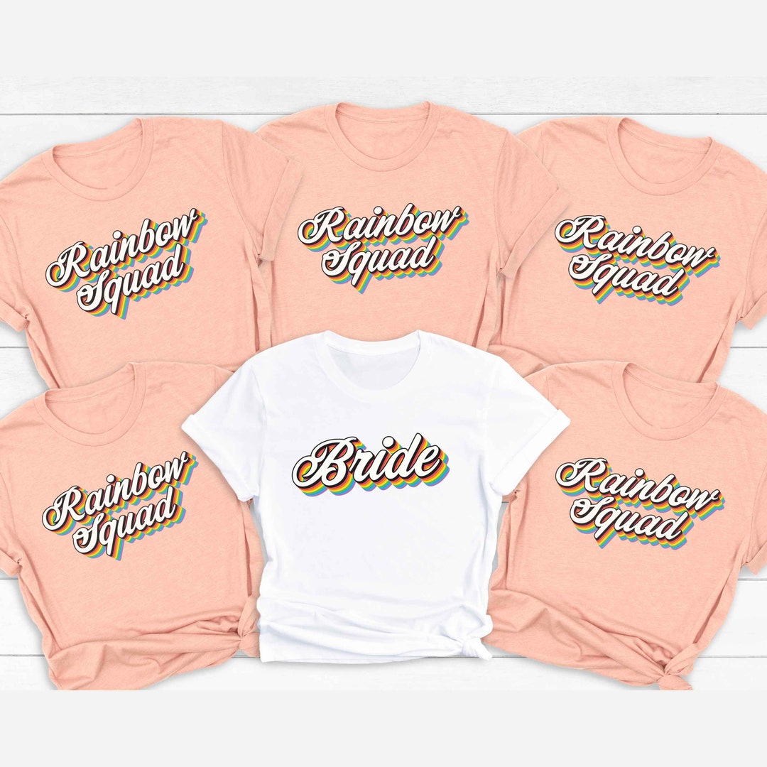 LGBTQ Bride & Bridesmaid Shirt, Rainbow Squad Lesbian Bachelorette ...