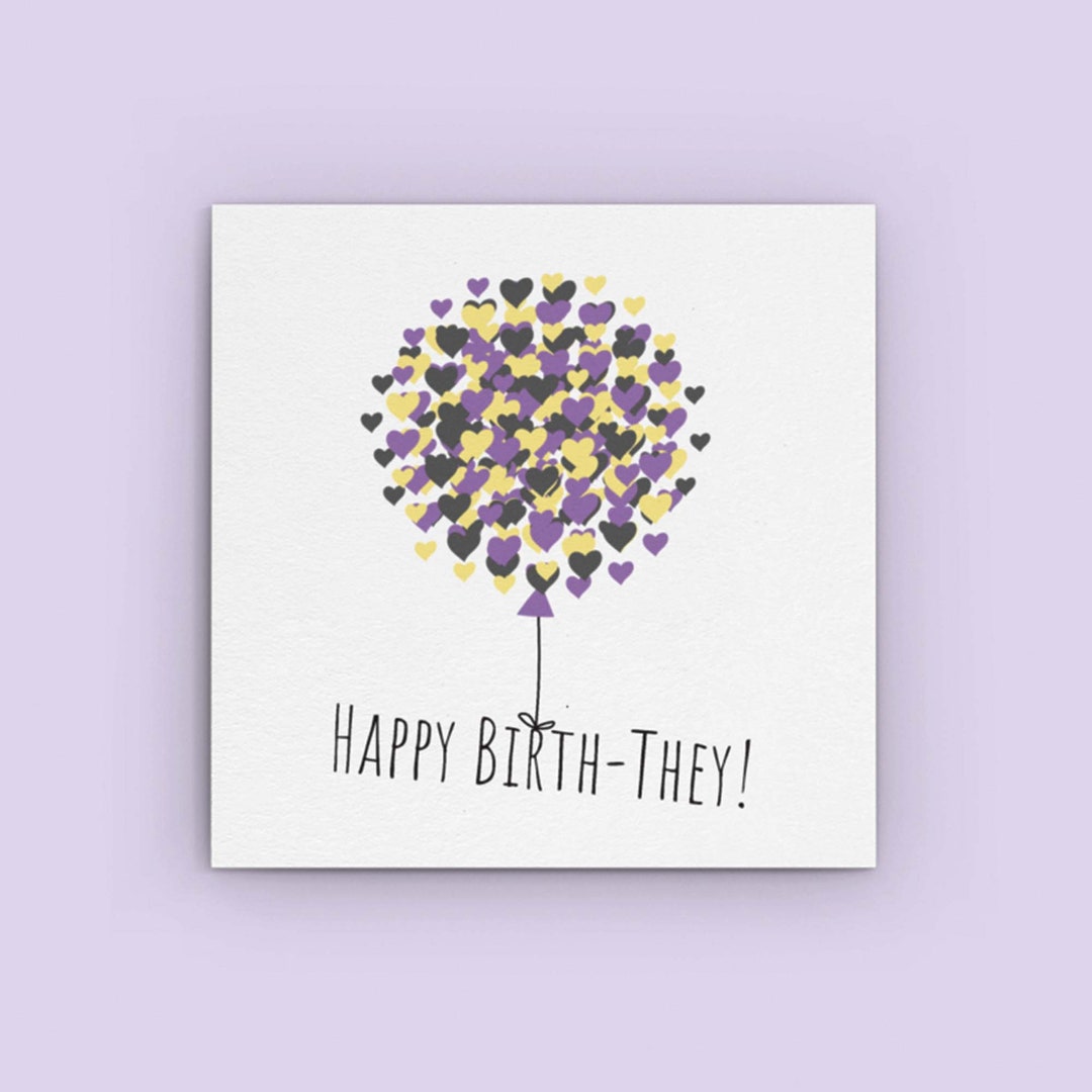Lgbt Happy Birth-they Nonbinary Birthday Card, Non Binary Coming Out ...