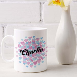 Transgender Heart Custom Name Coffee Mug, LGBT Trans Flag Color Mug for ...