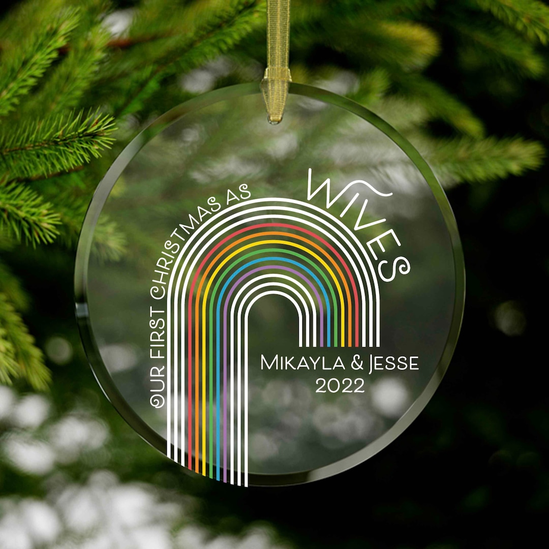 LGBTQ First Christmas Wives Lesbian Wedding Ornament, Gay Married ...