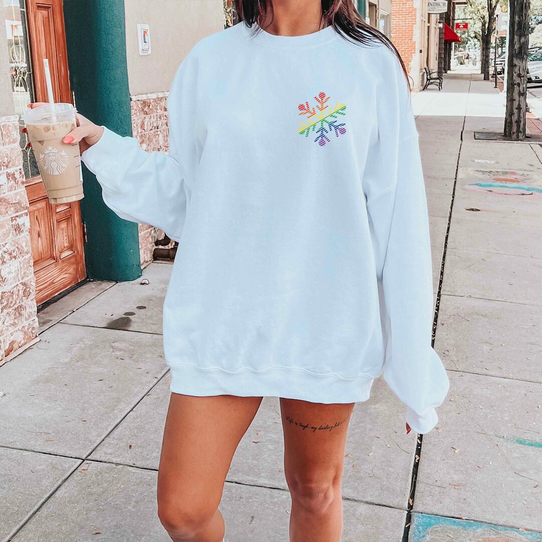 Rainbow Snowflake Gay Christmas Sweatshirt for Gay Pride Xmas Sweater ...