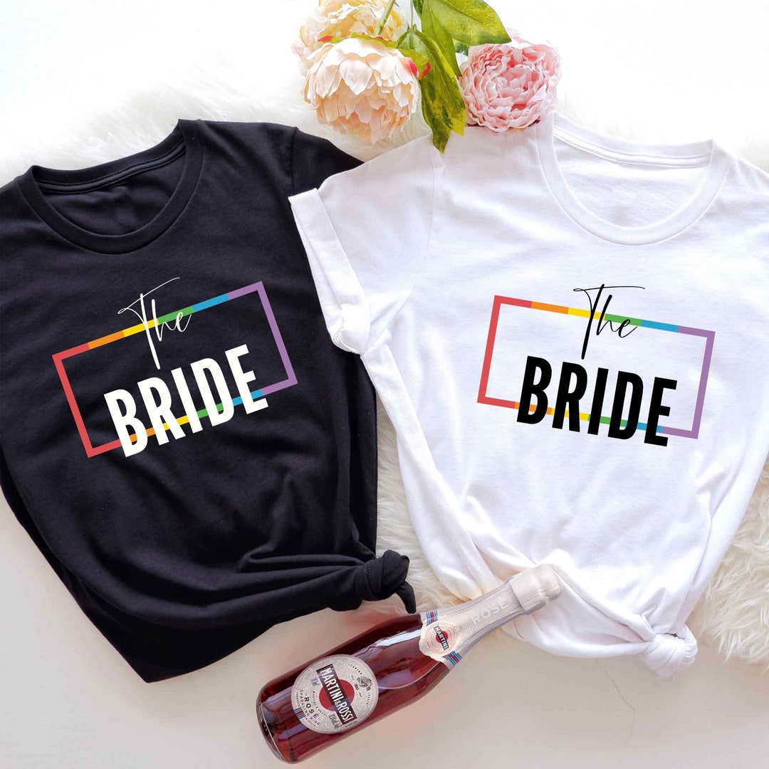 LGBTQ Rainbow Bride Shirt, Queer Bachelorette, Lesbian Bride to Be ...