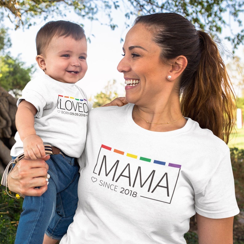 LGBTQ Lesbian Moms Custom Name Pride Matching Shirt for Lesbian Mom ...