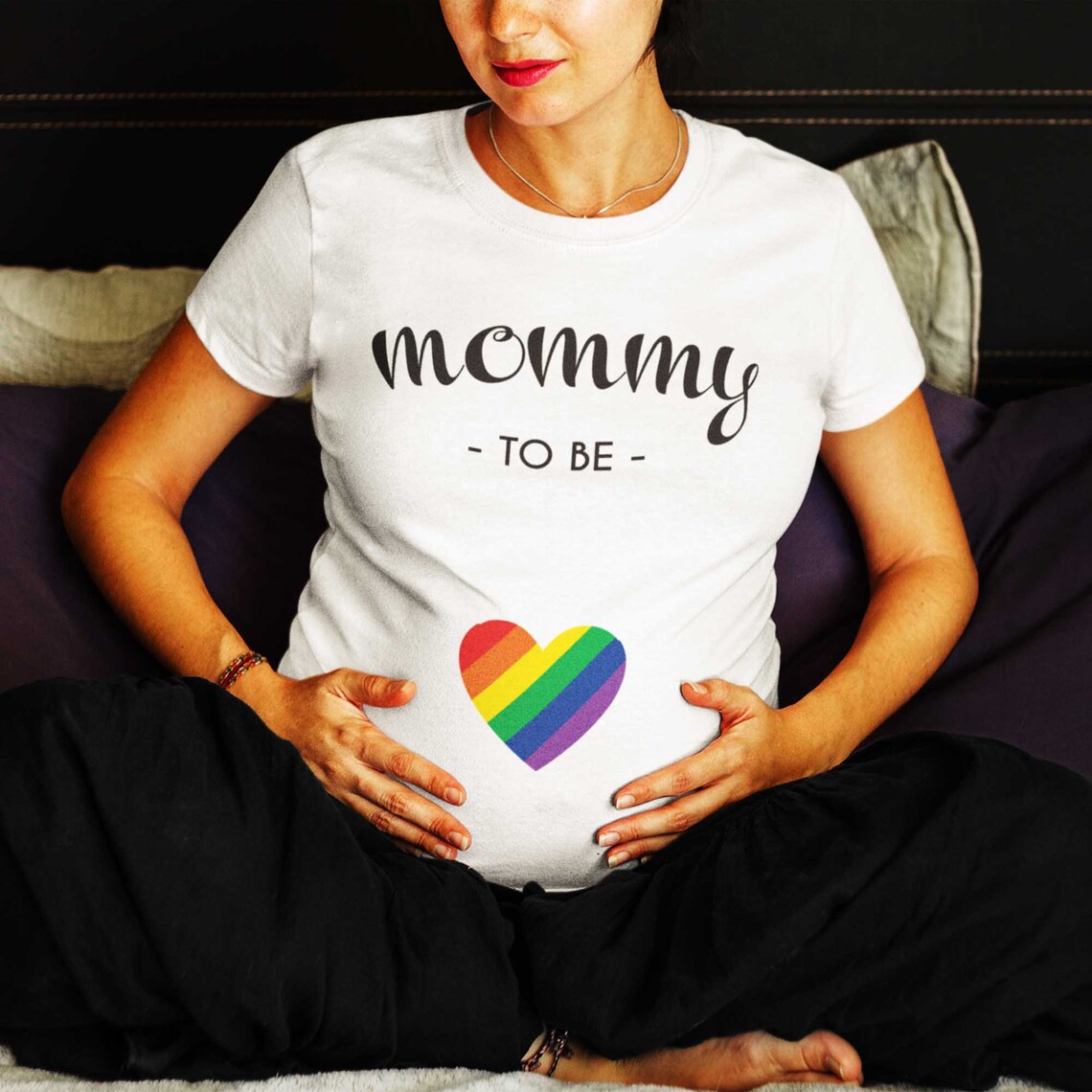 LGBTQ Lesbian Baby Pregnancy Announcement Shirt, Two Lesbian Mom Baby ...