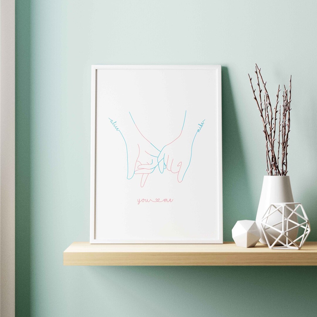 Transgender Hand Line Art Couple Gift, Transgender Pride Wedding Gift ...