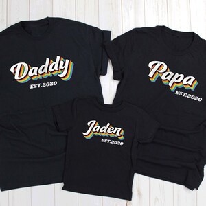 LGBTQ Pride Matching Rainbow Grunge Text Custom Parent Name Title Shirt ...