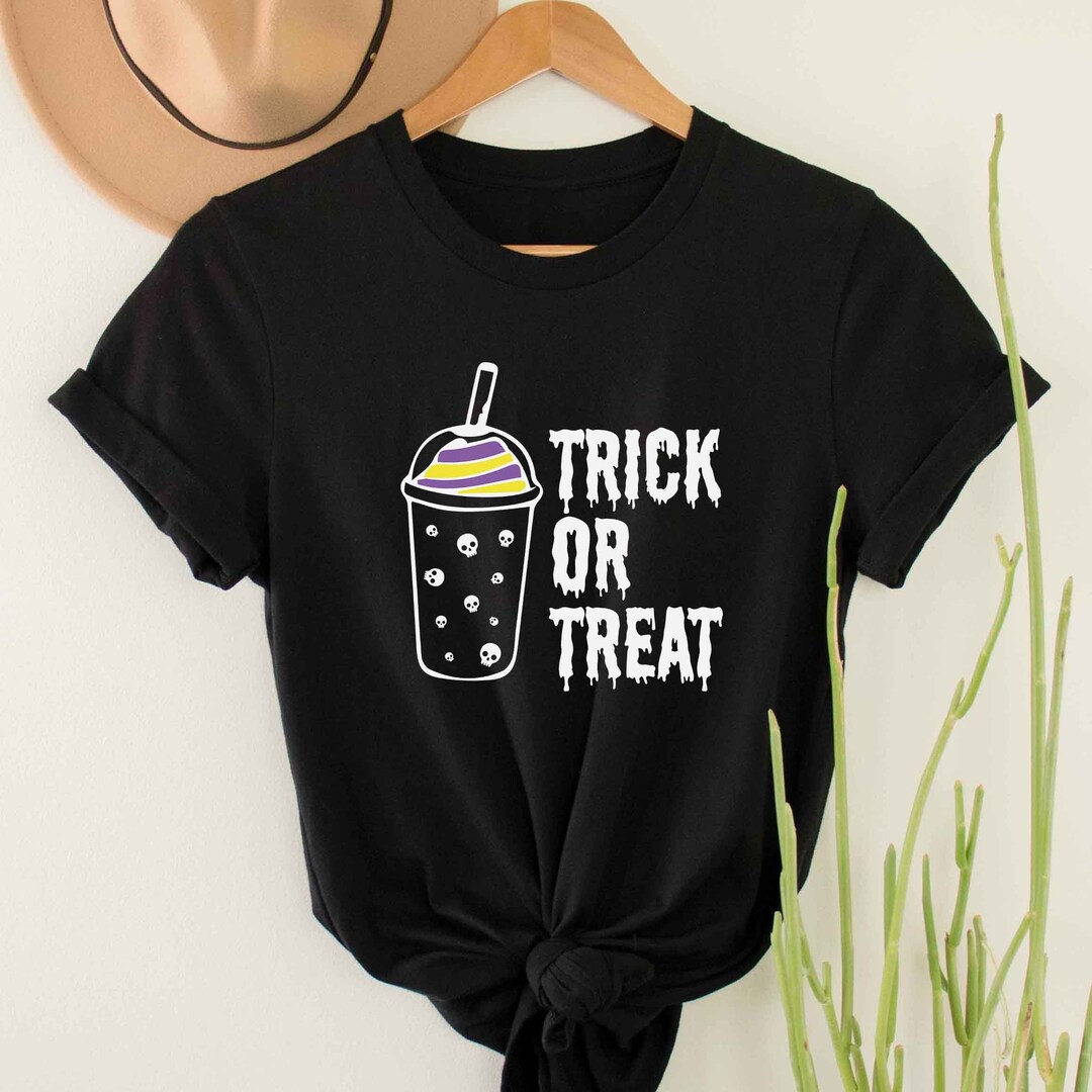 Trick or Treat Nonbinary Halloween Shirt, Nonbinary Zombie Spooky ...