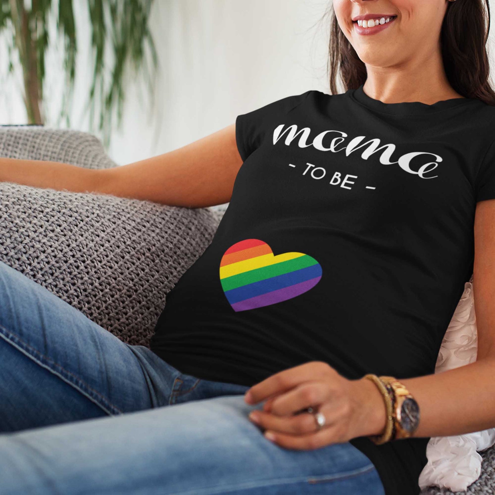 LGBTQ Lesbian Baby Pregnancy Announcement Shirt, Two Lesbian Mom Baby ...