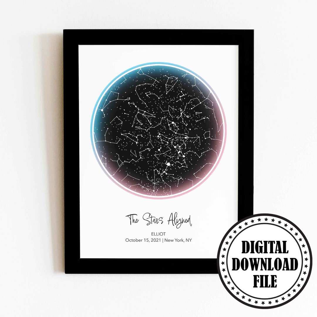 Transgender Star Map Custom by Date Digital File Print for - Etsy