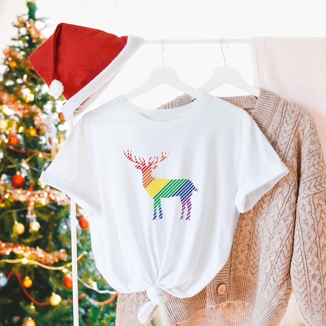 Rainbow Reindeer Gay Christmas Shirt LGBTQ Subtle Pride Xmas - Etsy