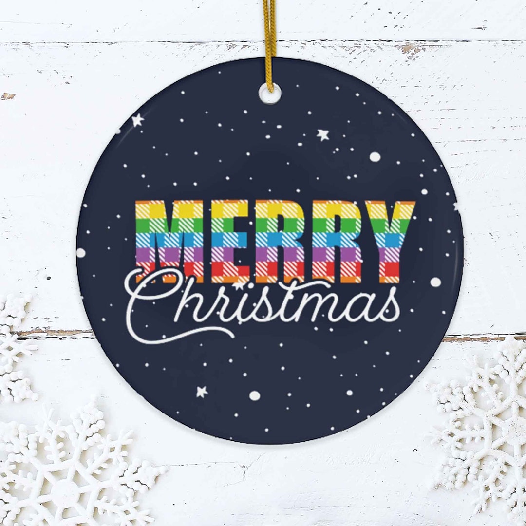 Rainbow Gay Pride Merry Christmas Ornament, LGBTQ Christmas Gift for ...