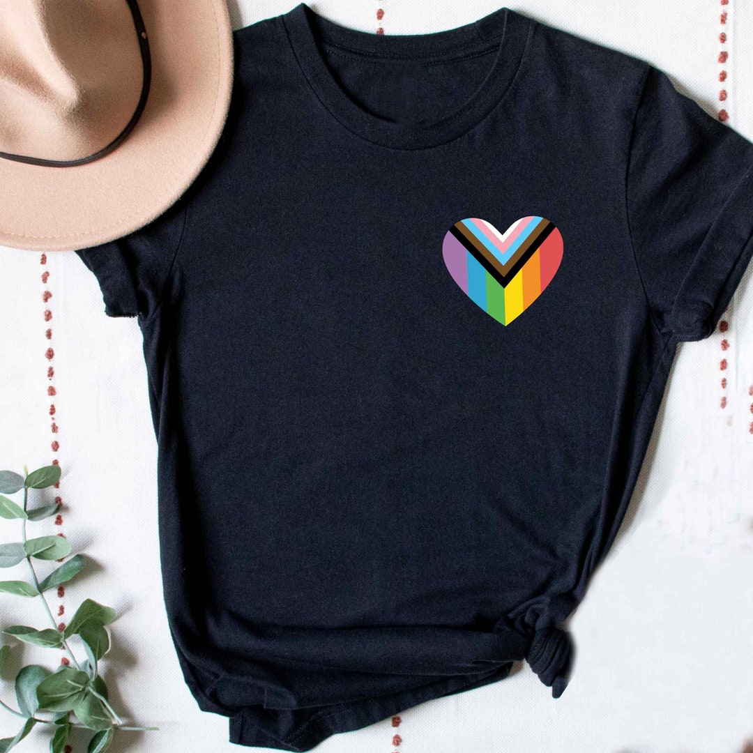 Progress Pride Flag Pocket Shirt for LGBTQ Ally T-shirt LGBTQ Safe ...