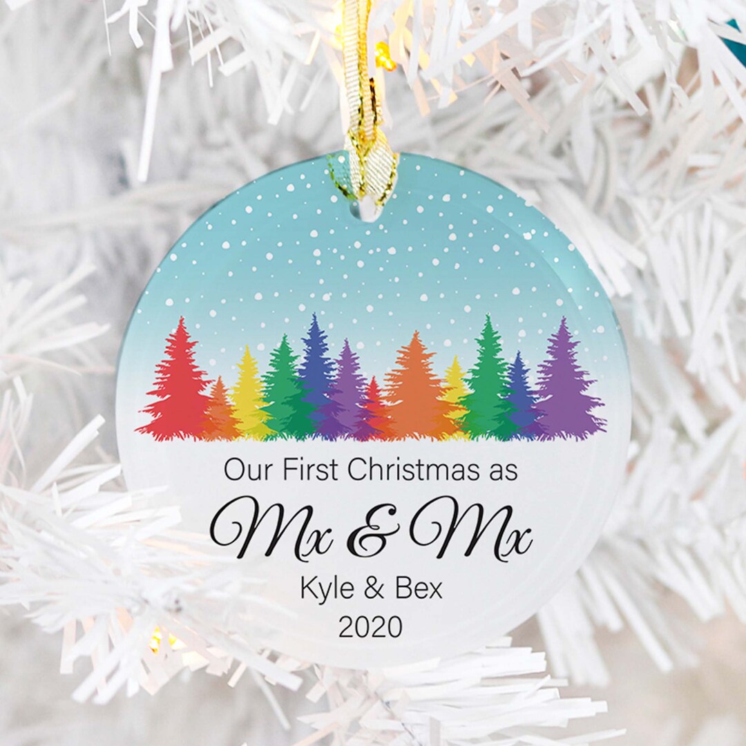 LGBTQ First Christmas Mx & Mx Gender Neutral Nonbinary Ornament, Enby ...