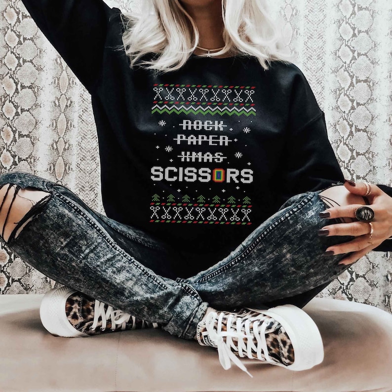 Lesbian Rock Paper Scissors Ugly Christmas Sweater Lesbian | Etsy