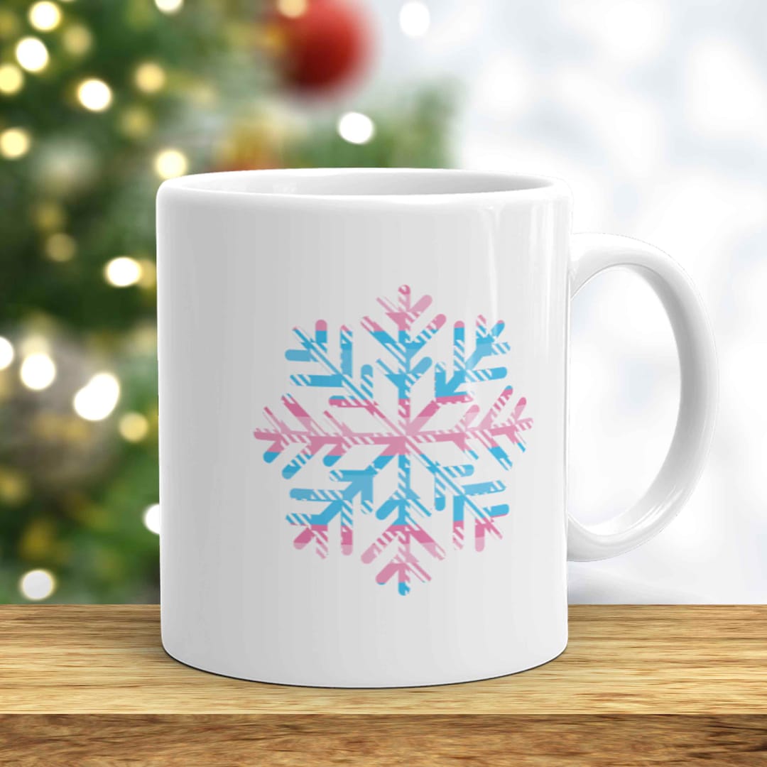 Transgender Flag Christmas Snowflake Coffee Mug, Subtle Transgender ...